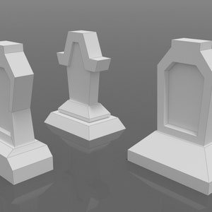 Tombstone Set 4 Low Poly Paper Model Template - Etsy