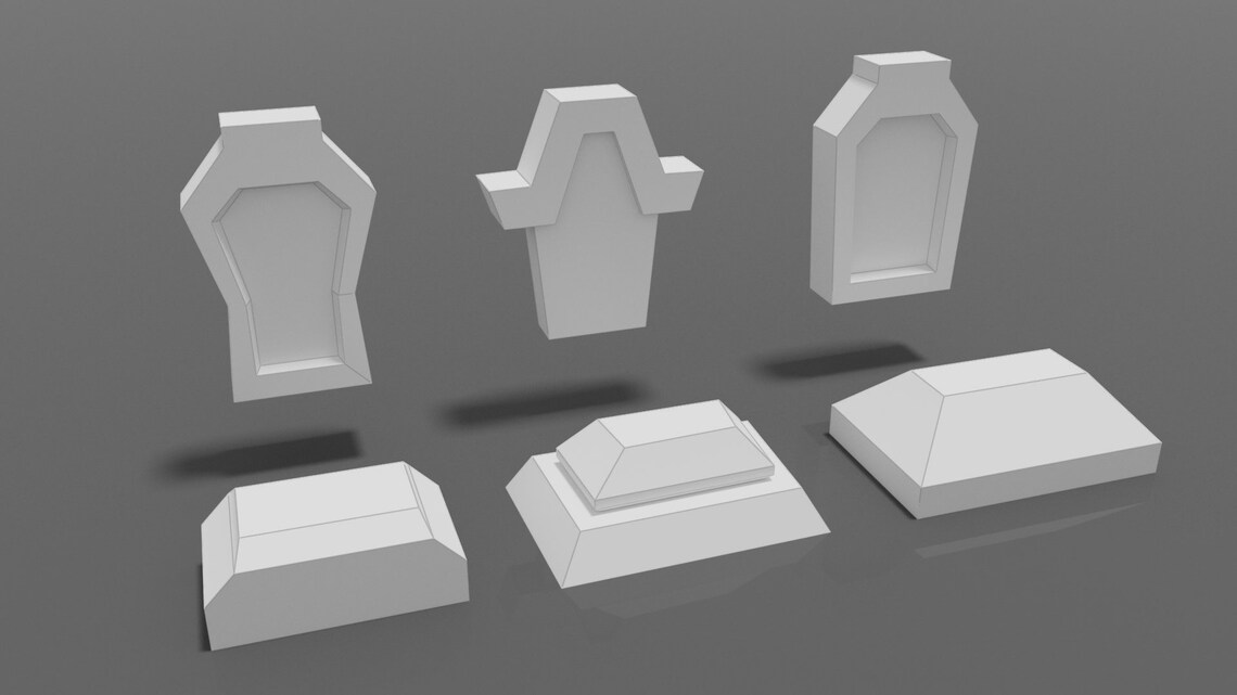 Tombstone Set 4 Low Poly Paper Model Template - Etsy