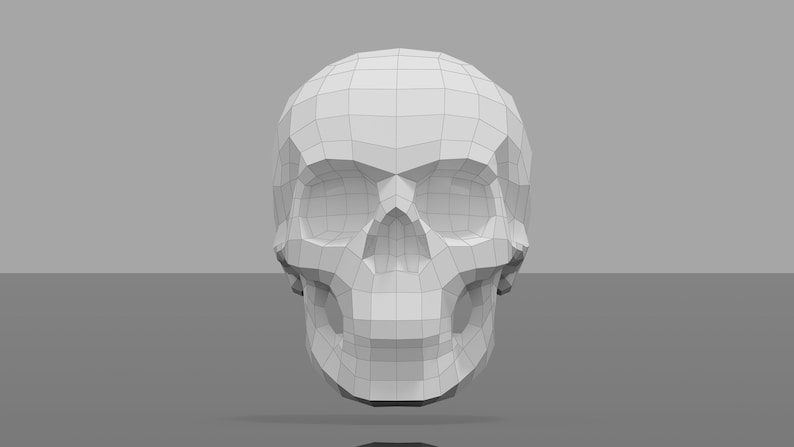 Human Skull Low Poly Paper Model Template - Etsy