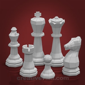 Giant Chess Set Bundle DIY Low Poly Paper Model Template - Etsy