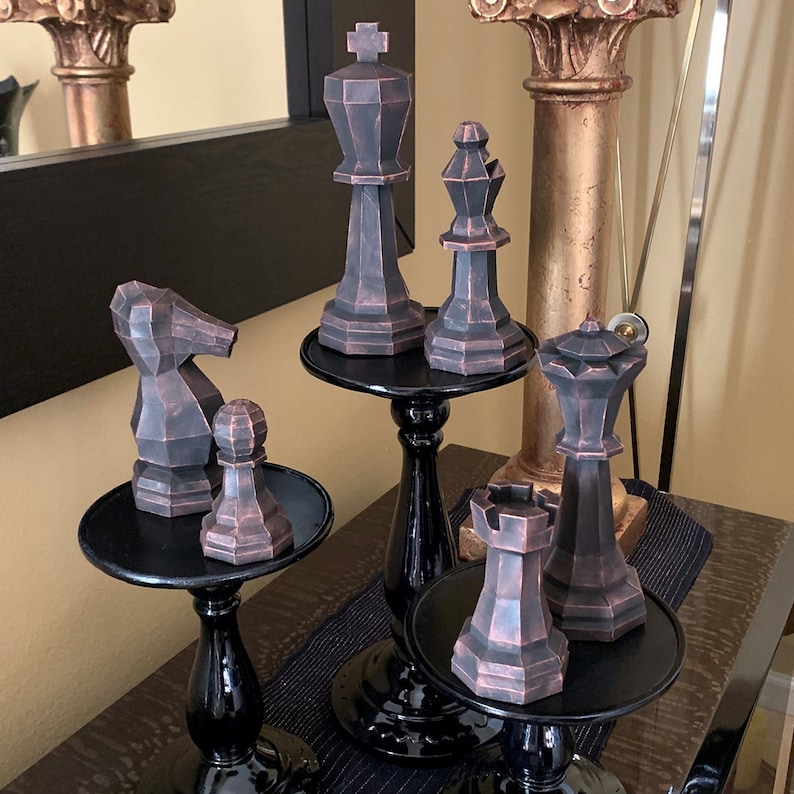 Giant Chess Set Bundle DIY Low Poly Paper Model Template - Etsy