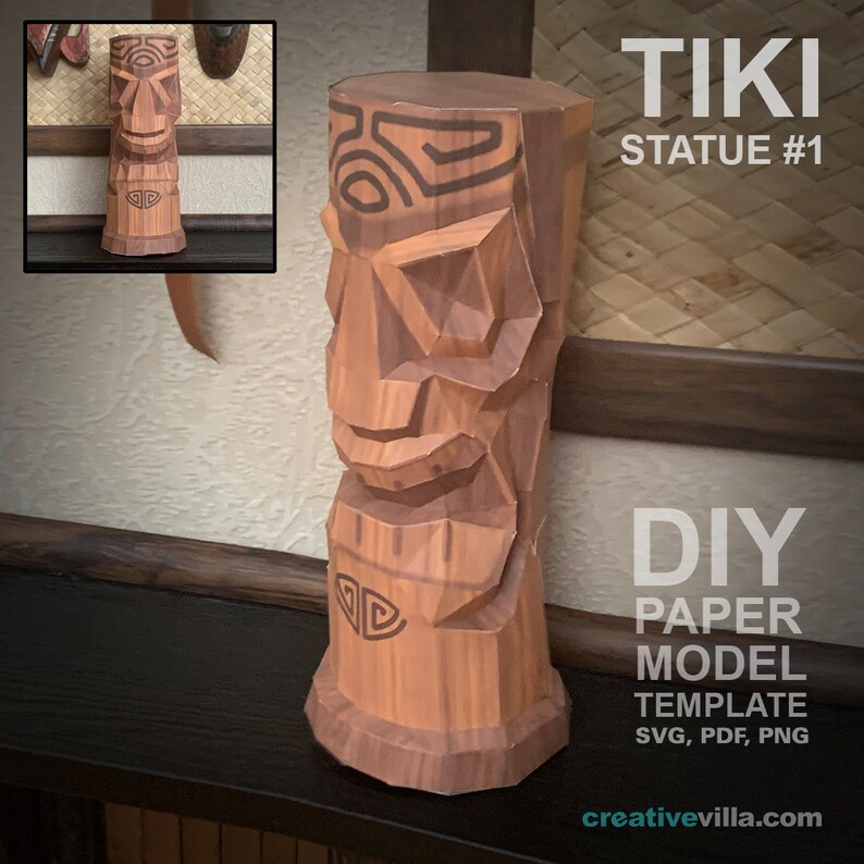 Tiki Statue 1 DIY Polygonal Paper Art Model Template Paper - Etsy
