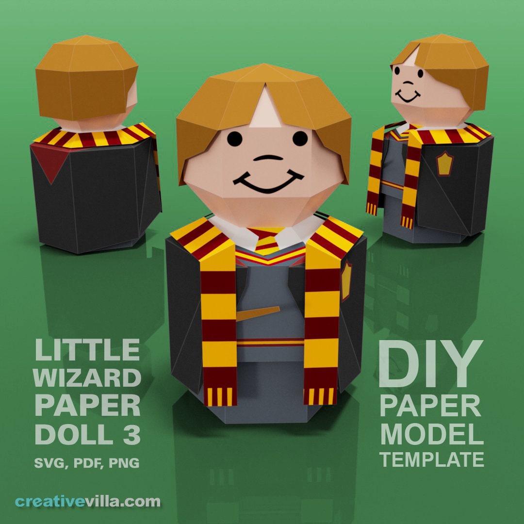 Little Wizard Paper Doll 3 DIY Low Poly Paper Model Template, Paper ...