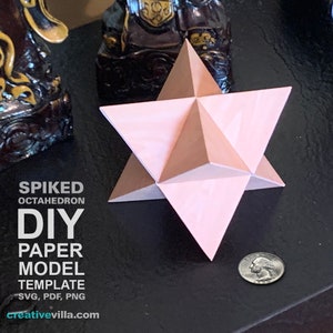 Spiked Octahedron 3D Shape - DIY Low Poly Paper Model Template, Paper ...