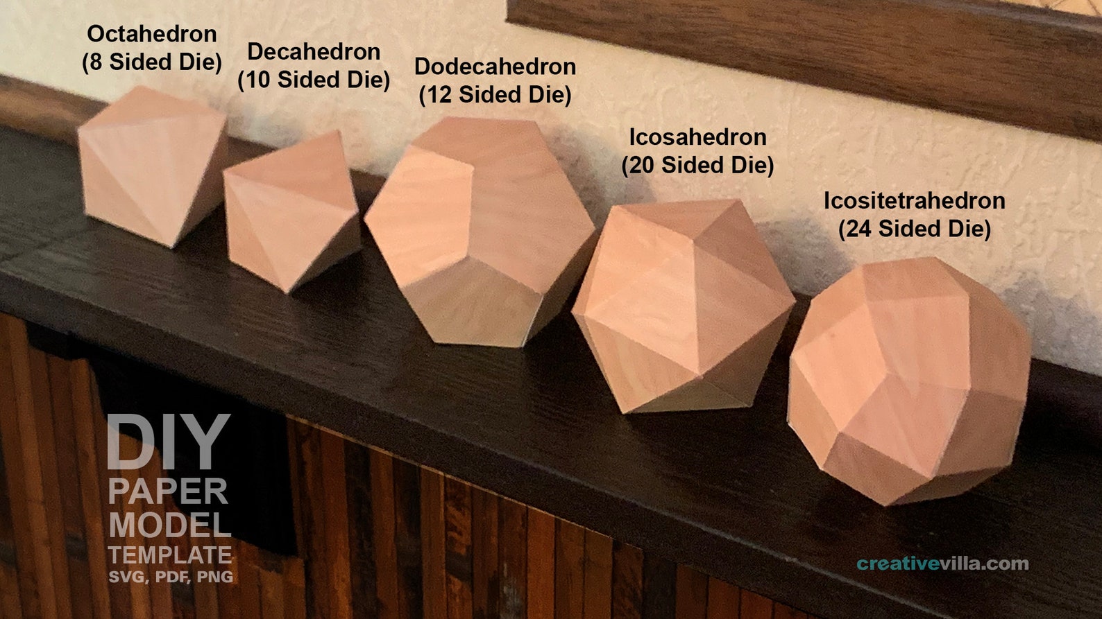 Multi Sided 3D Shapes - Dice - Collection DIY Low Poly Paper Model ...
