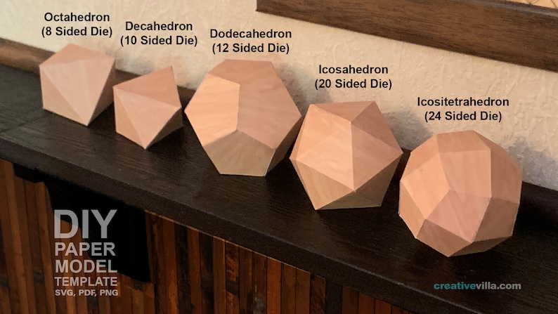 Multi Sided 3D Shapes Dice Collection DIY Low Poly Paper - Etsy