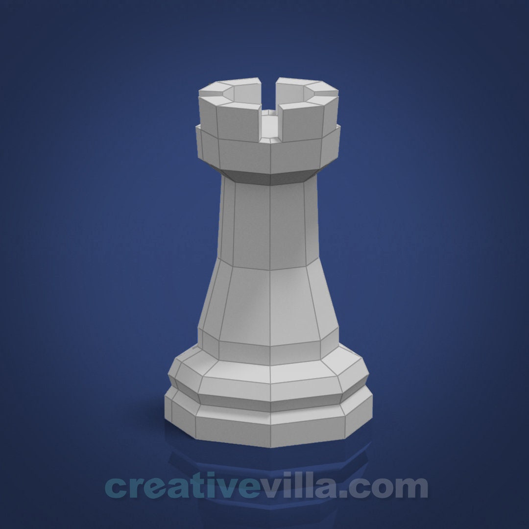 Giant Chess Piece Rook DIY Low Poly Paper Model Template - Etsy