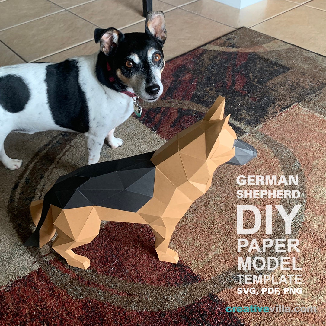 German Shepherd Dog - DIY Low Poly Paper Model Template, Paper Craft - Etsy