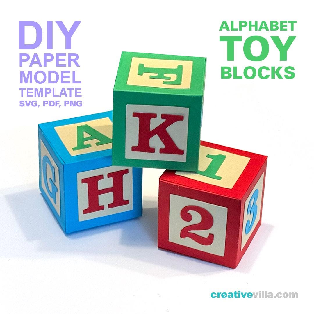 Toy Alphabet Learning Blocks - DIY Paper Model Template, Paper Craft ...