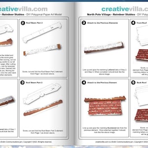 North Pole Village - Reindeer Stables - DIY Polygonal Paper Art Model ...