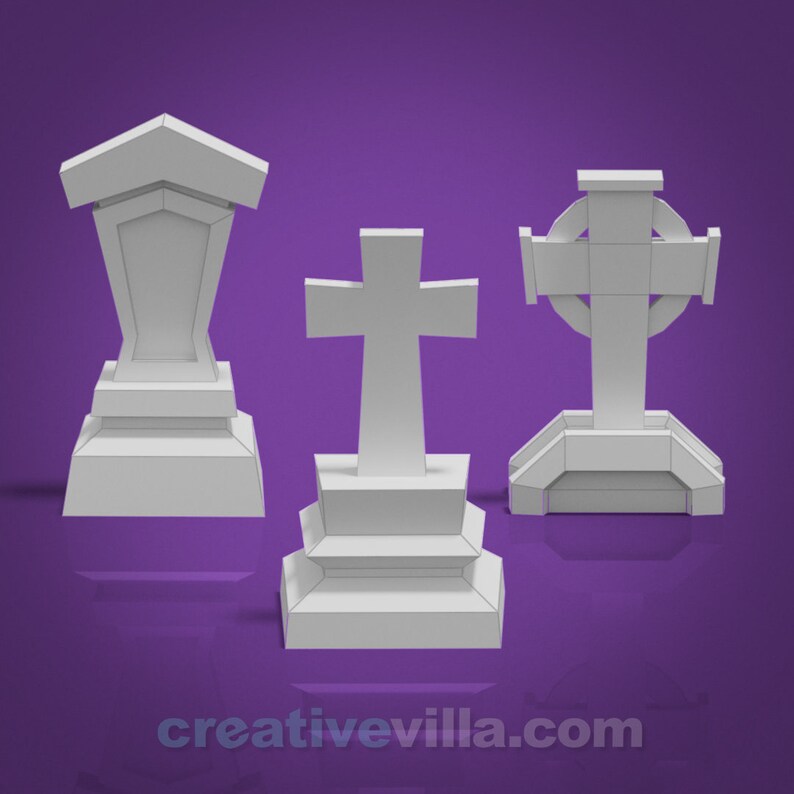 Tombstones Set 3 Low Poly Paper Model Template - Etsy