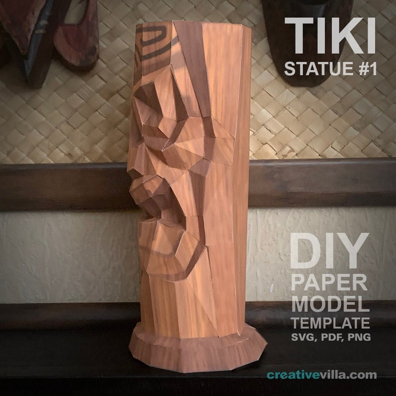 Tiki Statue 1 DIY Polygonal Paper Art Model Template Paper - Etsy