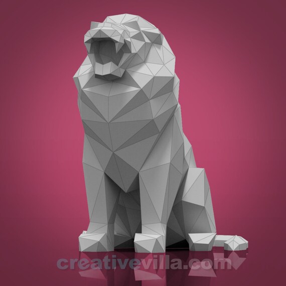 Roaring Lion DIY Low Poly Paper Model Template - Etsy