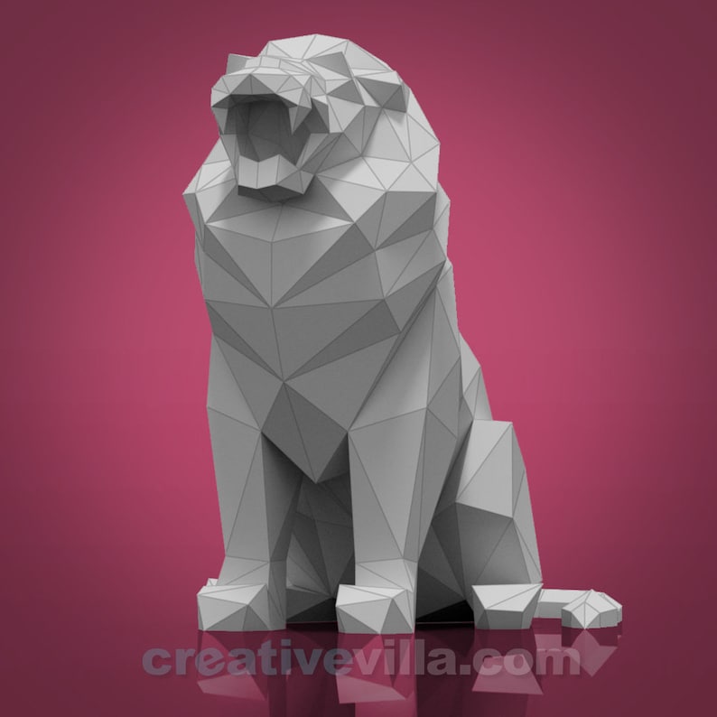 Roaring Lion DIY Low Poly Paper Model Template - Etsy