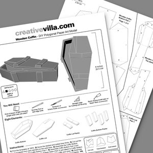 Wooden Coffin Low Poly Paper Model Template, Halloween, Paper Craft - Etsy