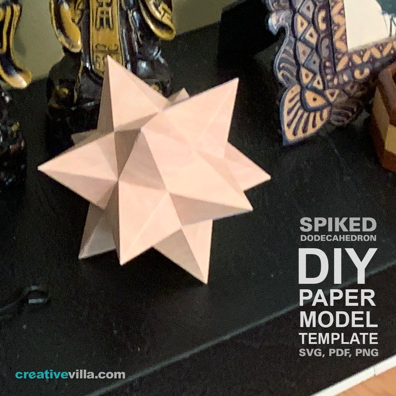 Spiked Dodecahedron 3D Shape - DIY Low Poly Paper Model Template, Paper ...