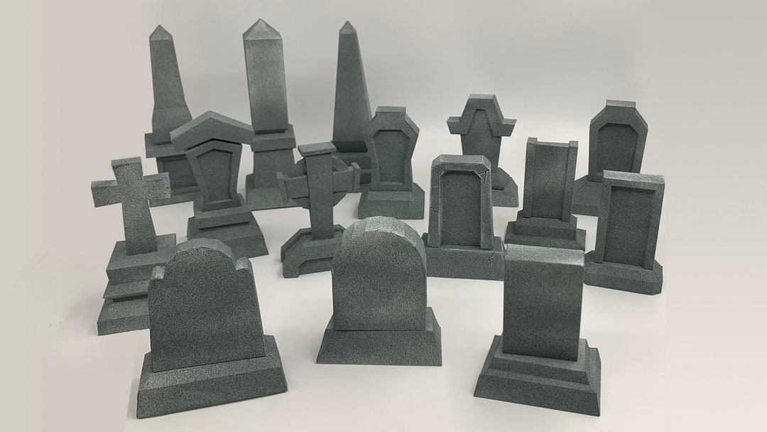 Tombstones Collection Low Poly Paper Model Template, Halloween, Paper ...