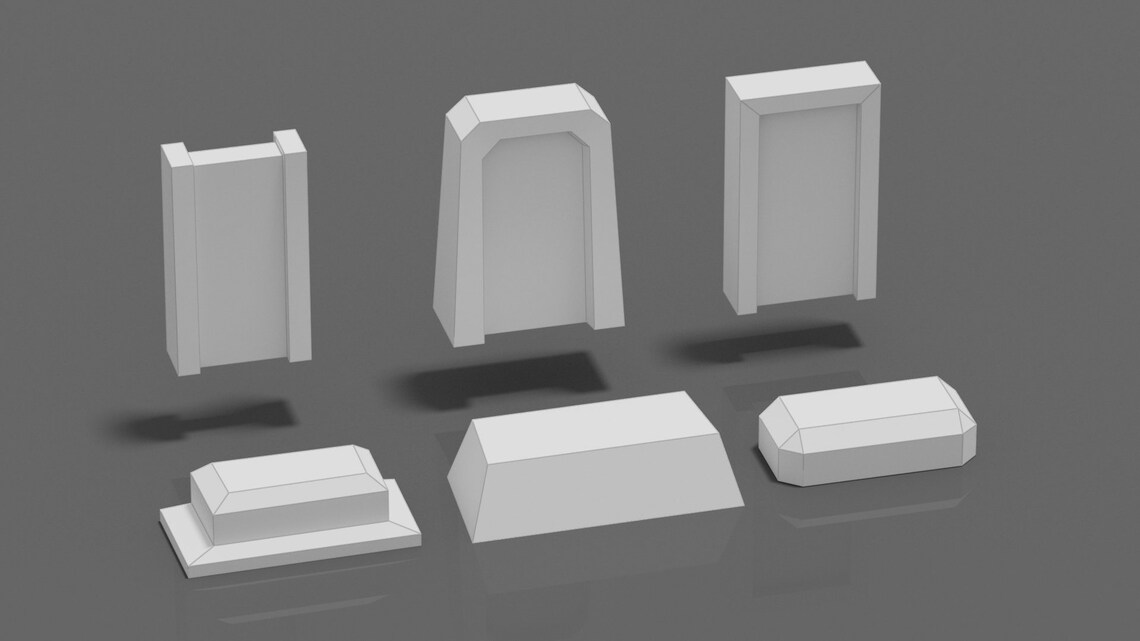 Tombstones Set 2 Low Poly Paper Model Template - Etsy