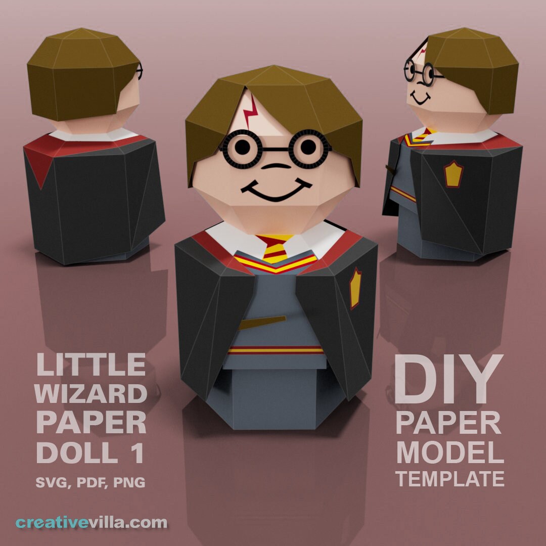 Little Wizard Paper Doll #1- DIY Low Poly Paper Model Template, Paper ...