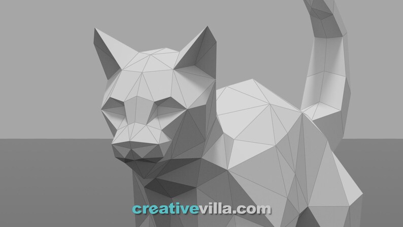 Walking Cat Model Low Poly Paper Model Template Halloween - Etsy