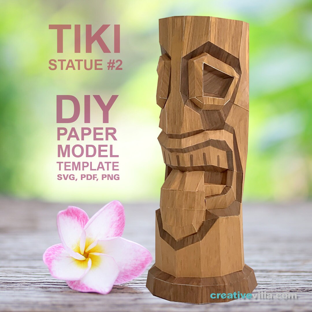 Tiki Statue #2 - DIY Polygonal Paper Art Model Template, Paper Craft - Etsy