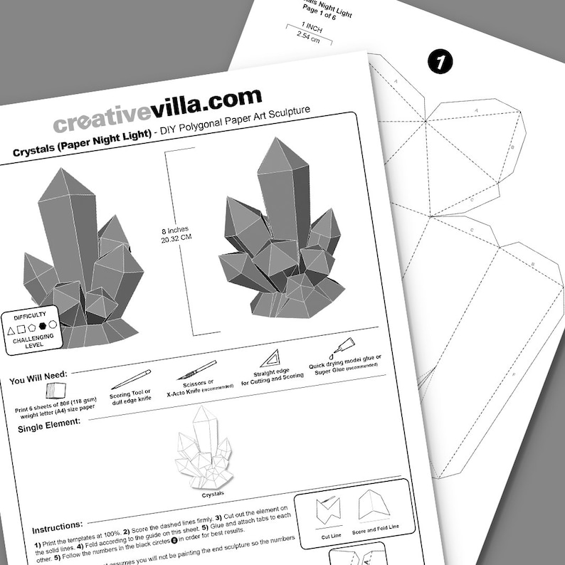 Crystals DIY Low Poly Paper Model Template - Etsy