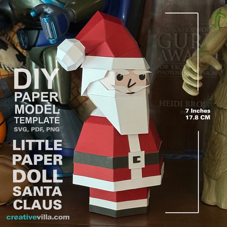 DIY Paper Santa Claus Model: Low Poly Craft Template (digital Download ...