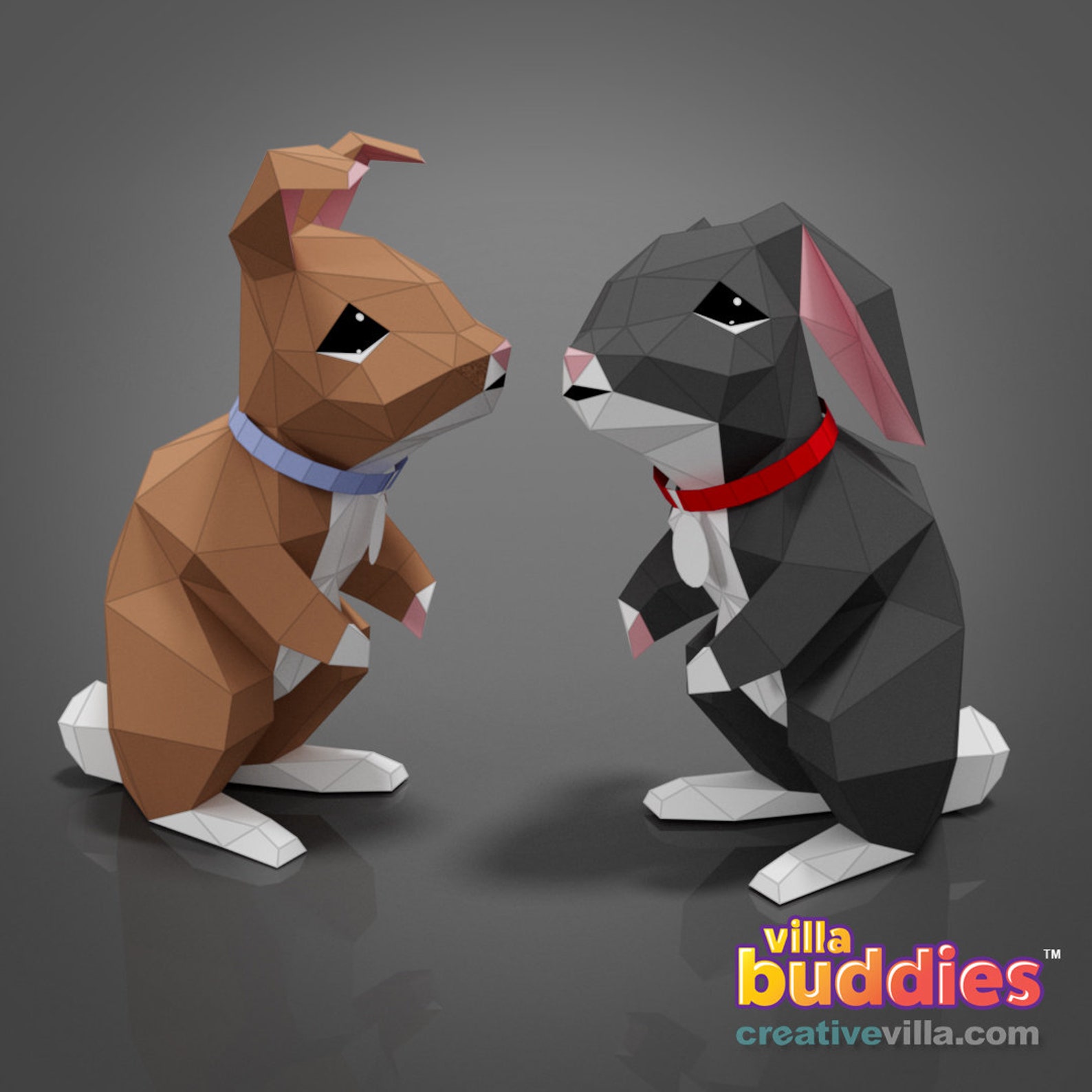 Villa Buddies - Bunny - DIY Low Poly Paper Model Template, Paper Craft ...