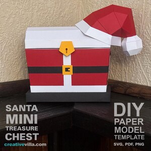 Santa Claus Mini Treasure Chest - DIY Polygonal Paper Art Model ...