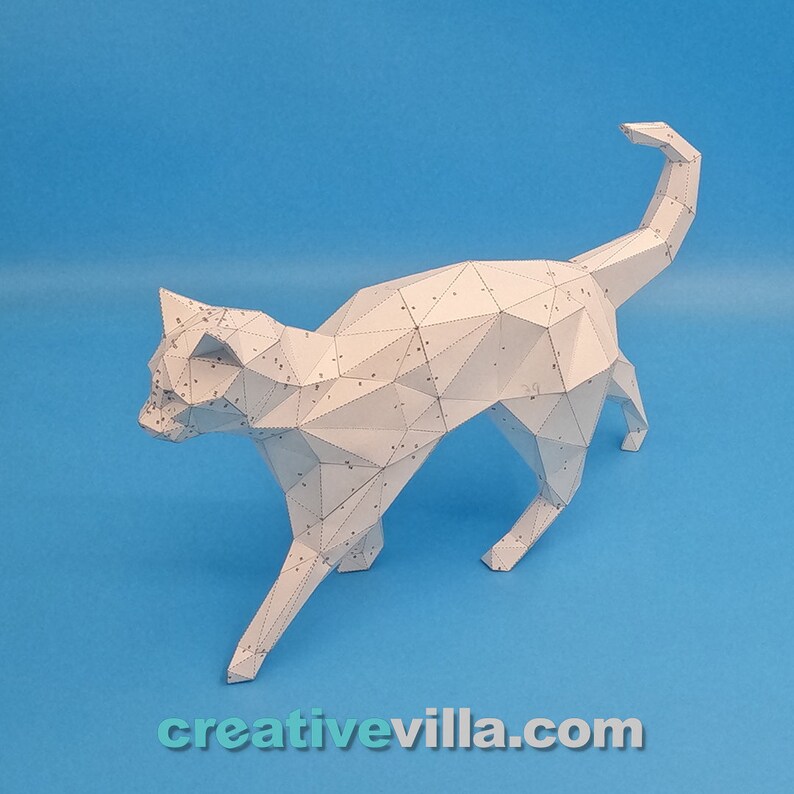Walking Cat Model Low Poly Paper Model Template Halloween - Etsy