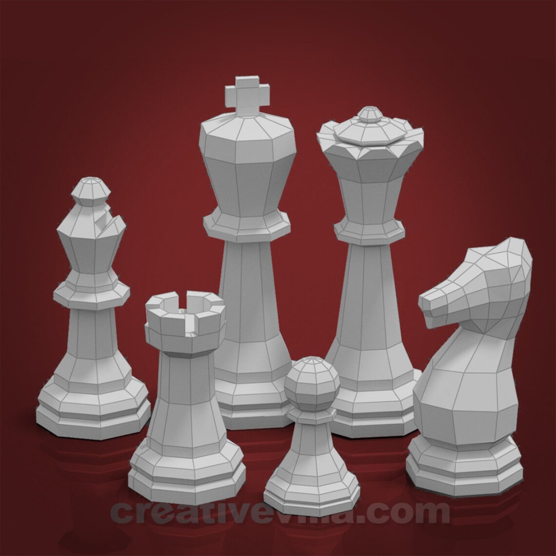 Giant Chess Piece King DIY Low Poly Paper Model Template - Etsy