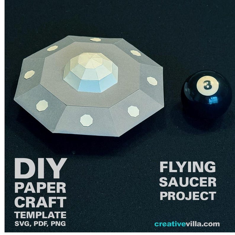 Toy Flying Saucer - DIY Paper Model Template, Paper Craft, Cricut - Etsy
