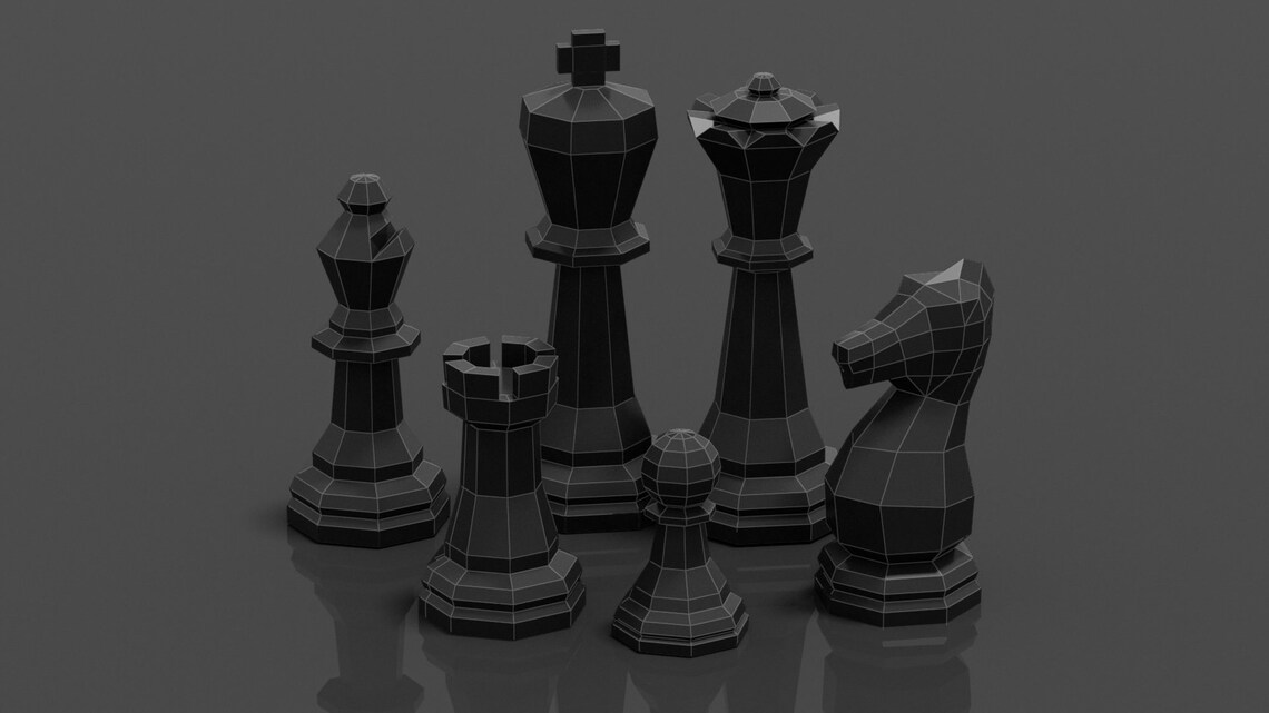 Giant Chess Set Bundle DIY Low Poly Paper Model Template - Etsy