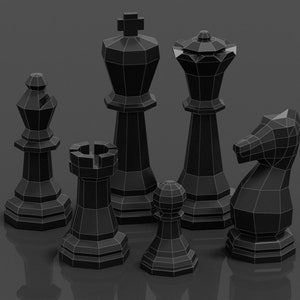 Giant Chess Set Bundle DIY Low Poly Paper Model Template - Etsy