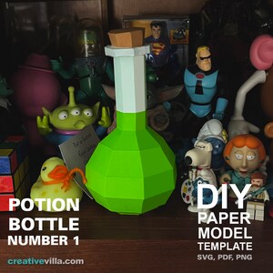 Potion Bottle #1- DIY Low Poly Paper Model Template, Paper Craft - Etsy