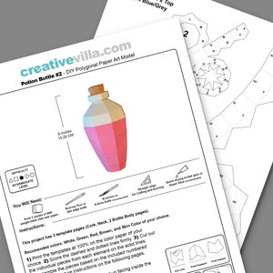 Potion Bottle #2- DIY Low Poly Paper Model Template, Paper Craft - Etsy