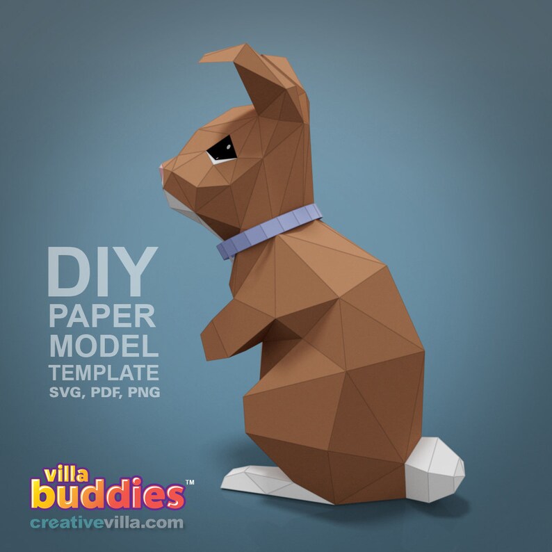 Villa Buddies - Bunny - DIY Low Poly Paper Model Template, Paper Craft ...