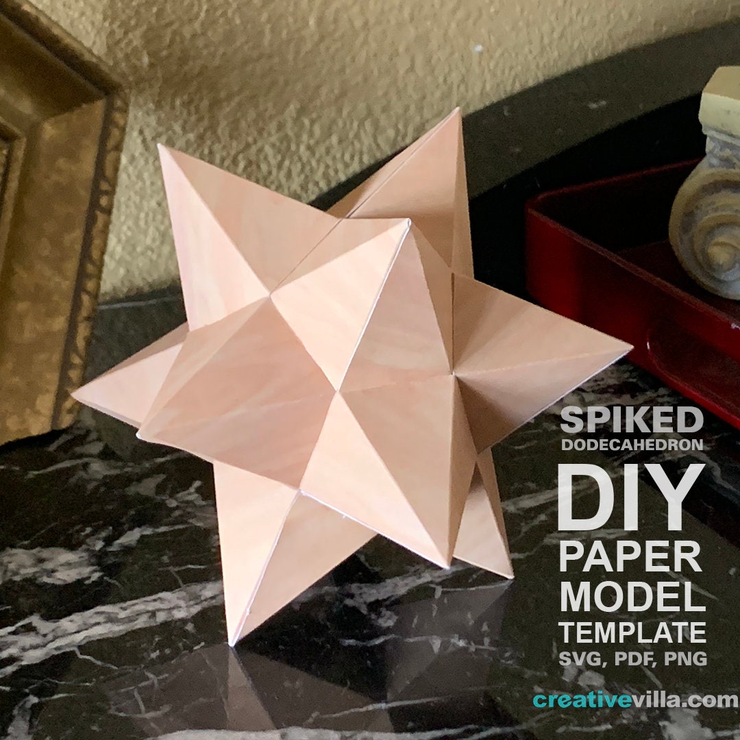 Spiked Dodecahedron 3D Shape - DIY Low Poly Paper Model Template, Paper ...