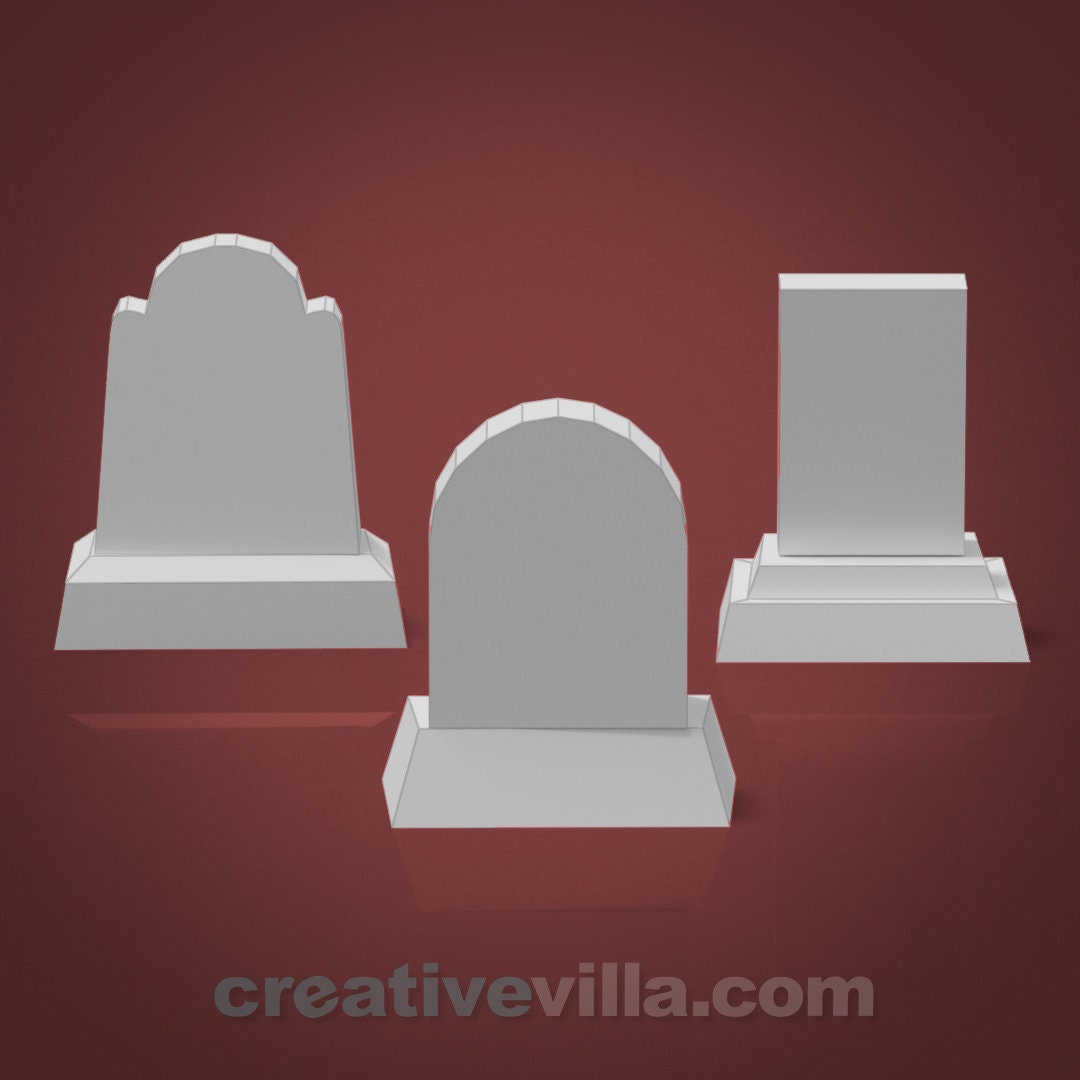 Tombstones Set 1 Low Poly Paper Model Template - Etsy