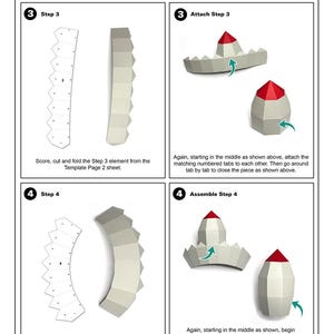 Mini Retro Rocket #2 - DIY Polygonal Paper Art Model Template, Paper ...