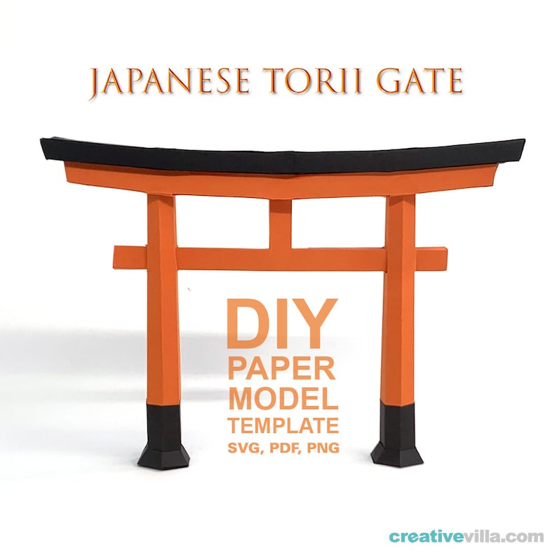 Japanese Village Torii Gate DIY Polygonal Paper Art Model - Etsy
