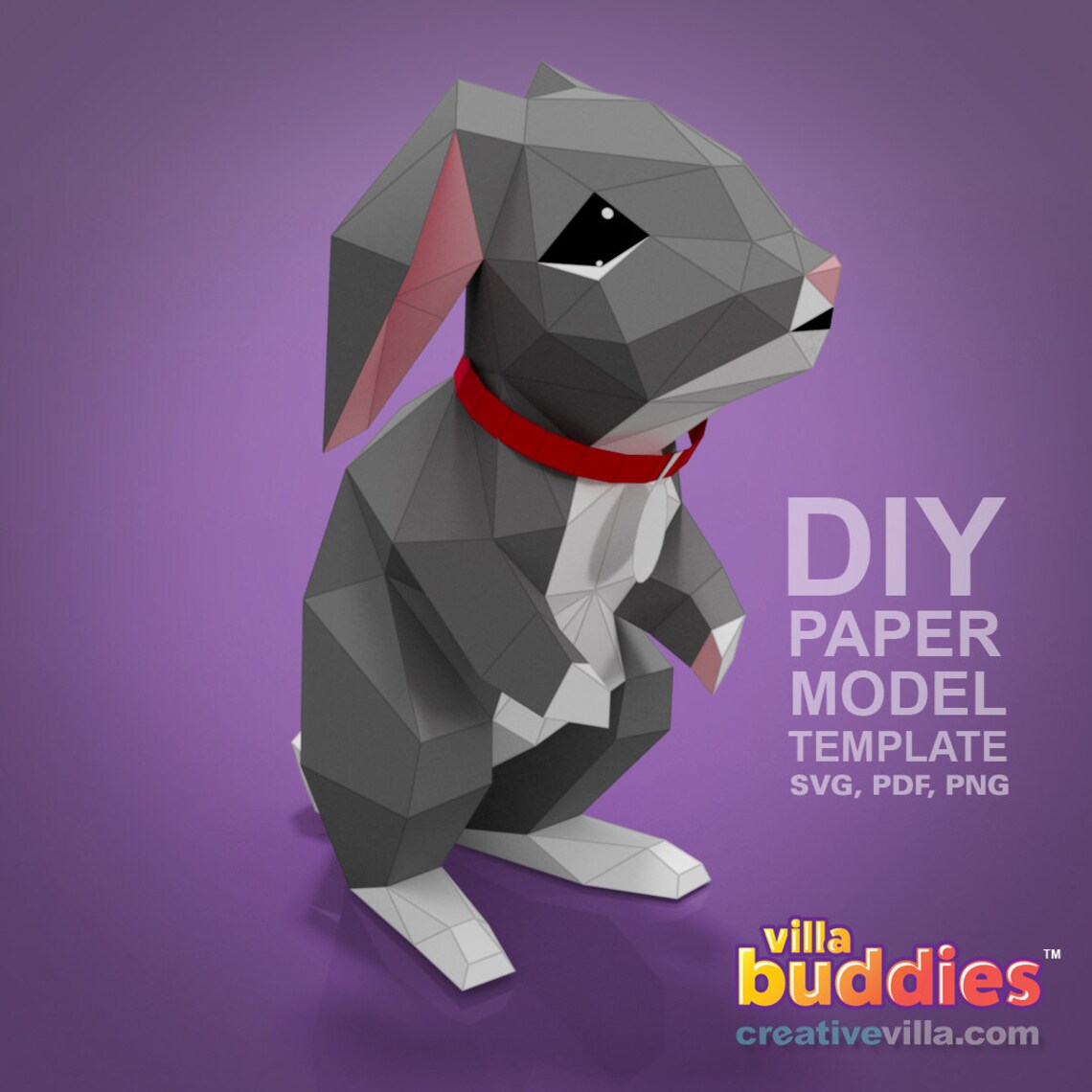 Villa Buddies - Bunny - DIY Low Poly Paper Model Template, Paper Craft ...