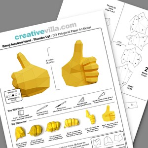 Emoji Inspired Hand - Thumbs Up! - DIY Low Poly Paper Model Template ...