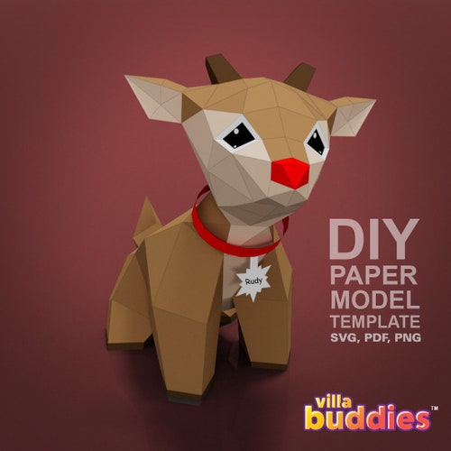 Villa Buddies Rudy Reindeer DIY Low Poly Paper Model - Etsy