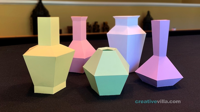 Simple Vases Collection #2 (sets 6-10) DIY Low Poly Paper Model ...
