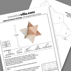 Spiked Octahedron 3D Shape - DIY Low Poly Paper Model Template, Paper ...