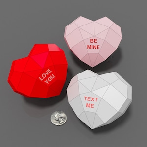 Simple Heart DIY Low Poly Paper Model Template With Optional Stem and ...