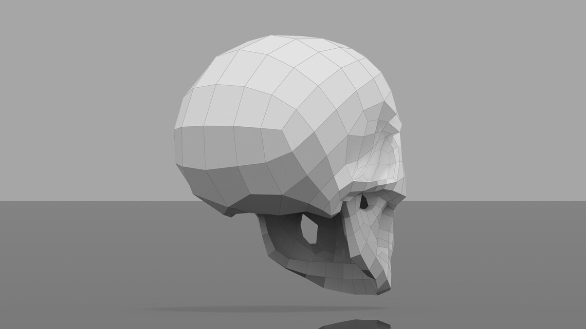 Human Skull Low Poly Paper Model Template - Etsy