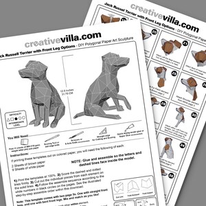 Jack Russell Terrier Dog - DIY Low Poly Paper Model Template, Paper ...