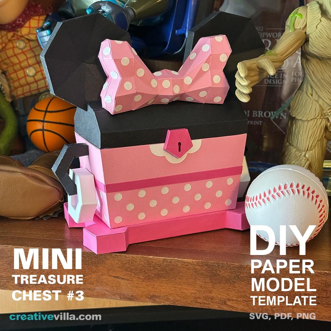 Mini Treasure Chest #3 - DIY Polygonal Paper Art Model Template, Paper ...